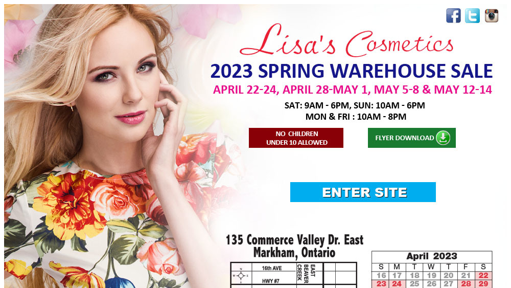 Lisa's Cosmetics Spring Warehouse Sale | allsales.ca