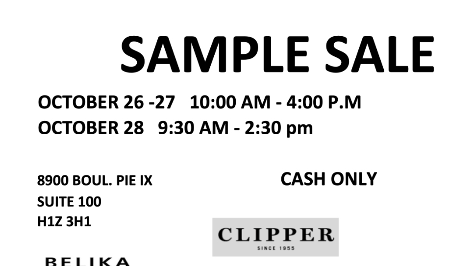Sample Sale: BELIKA, CLIPPER & others | allsales.ca