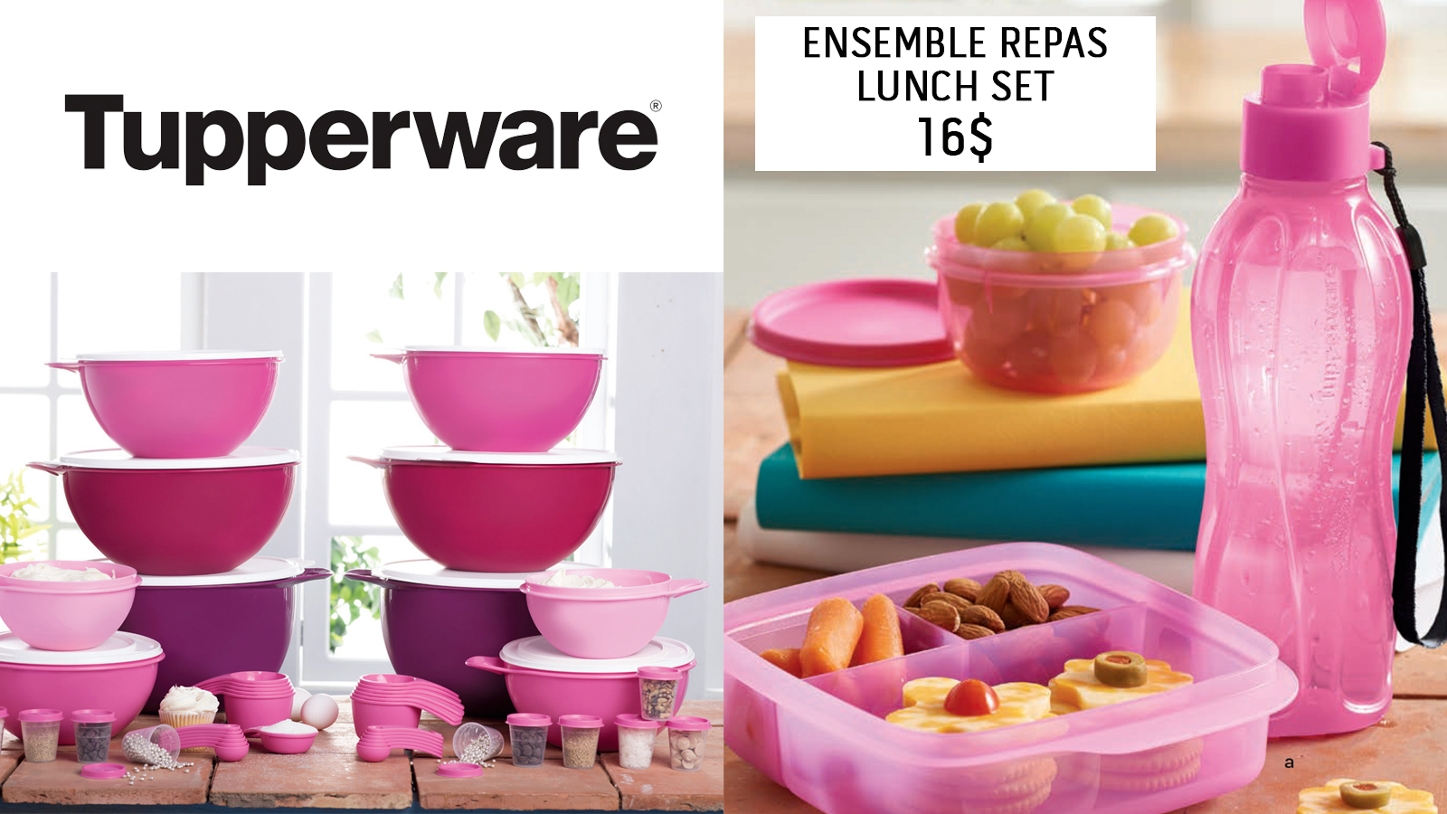 Ensemble lunch rose Tupperware à 16$ | lesventes.ca